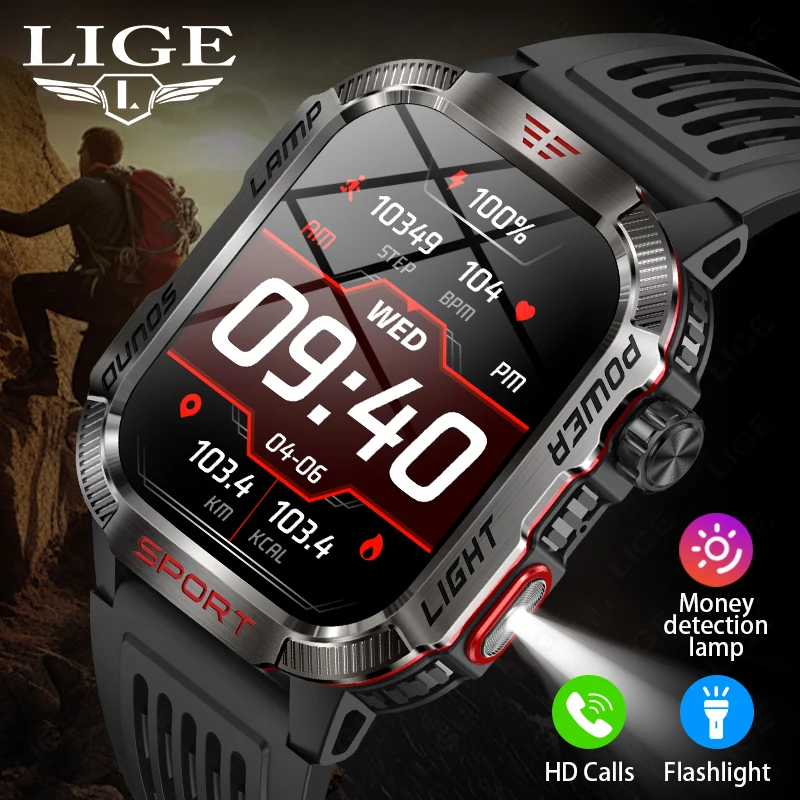 LIGE-LED-Flashlight-Smart-Watch-Men-Outdoor-Watches-600mAh-Waterproof-2 ...