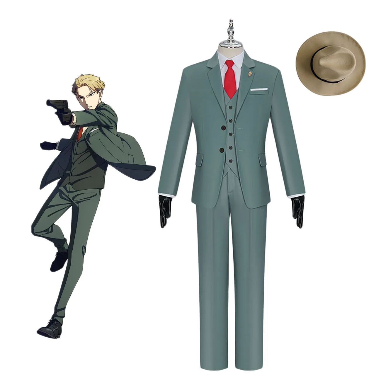 SPY-x-FAMILY-Loid-Forger-disfraz-de-Cosplay-traje-Loid-sombrero-guantes ...
