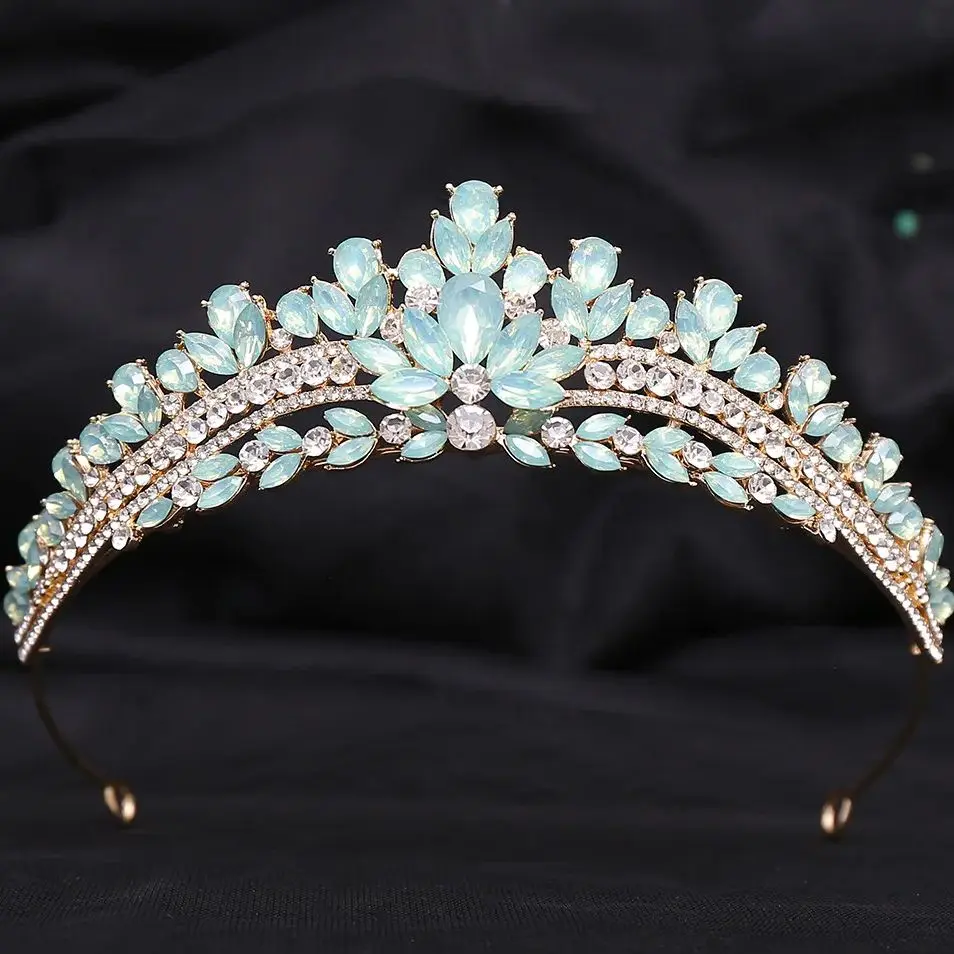 DIEZI-Korean-Green-Blue-Opal-Crystal-Princess-Crown-For-Women-Wedding ...