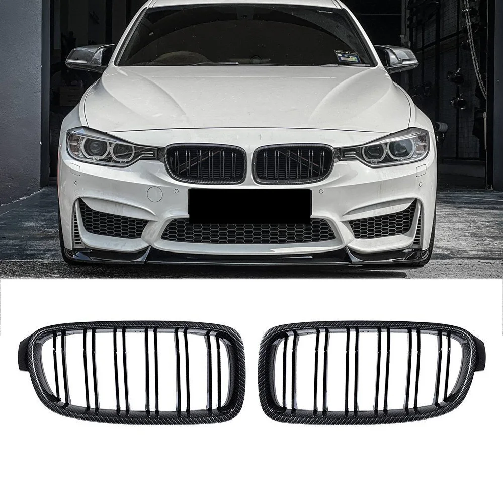 Car-Front-Grille-Racing-Front-Sport-Grill-Gloss-Black-Double-Slat ...