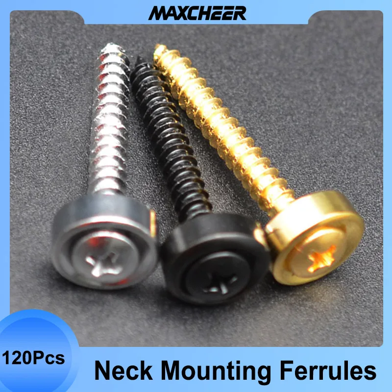 120pcs Metal Electric Guitar Neck Mounting Ferrules Bushing With Screws ...
