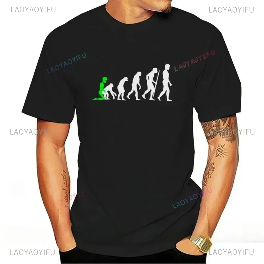 Evolution T-shirt Alien Primate Tee Funny Human Evolution Cotton Shirt ...