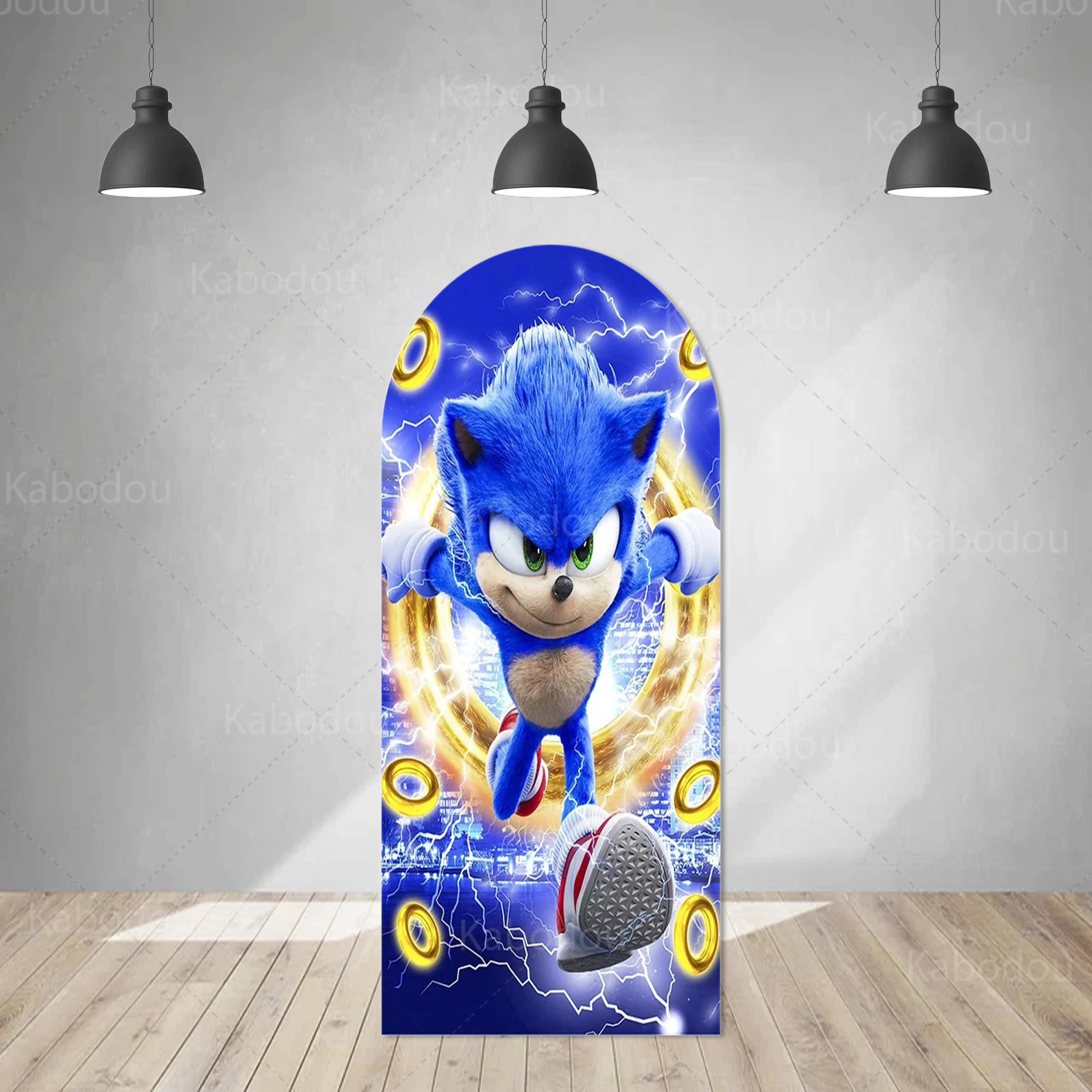 Fondo azul de Sonics con arco de doble cara para decoración de fiestas ...