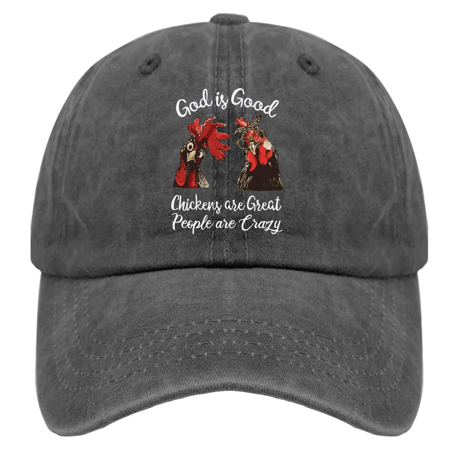 God-is-Good-Chickens-are-Great-People-are-Crazy-Golf-Hat-Camping-Hat ...