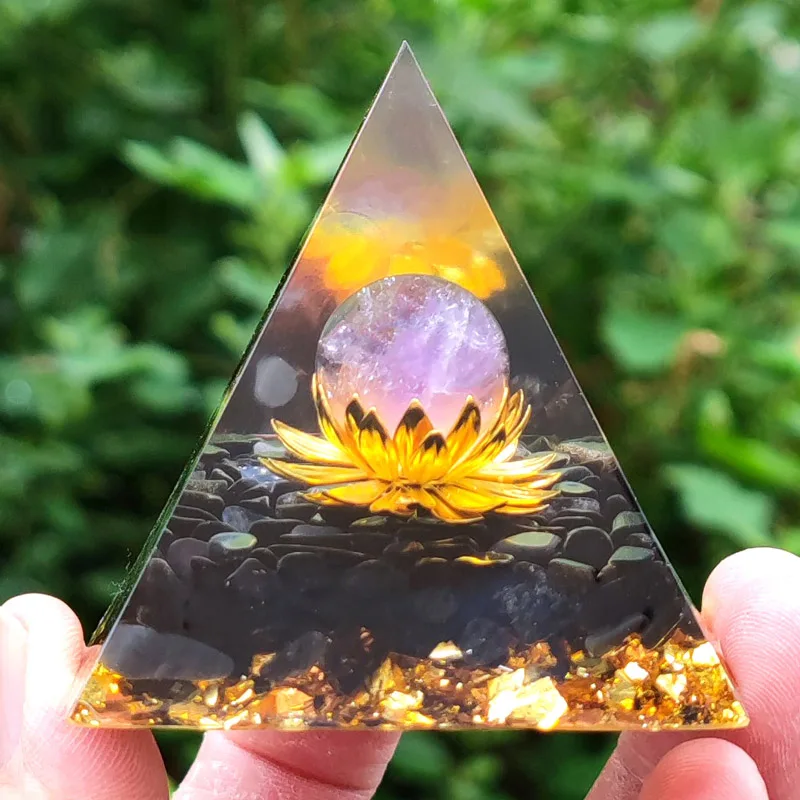 Flower-Of-Life-Orgone-Pyramid-Natural-Crystal-Energy-Obsidian-Amethyst ...
