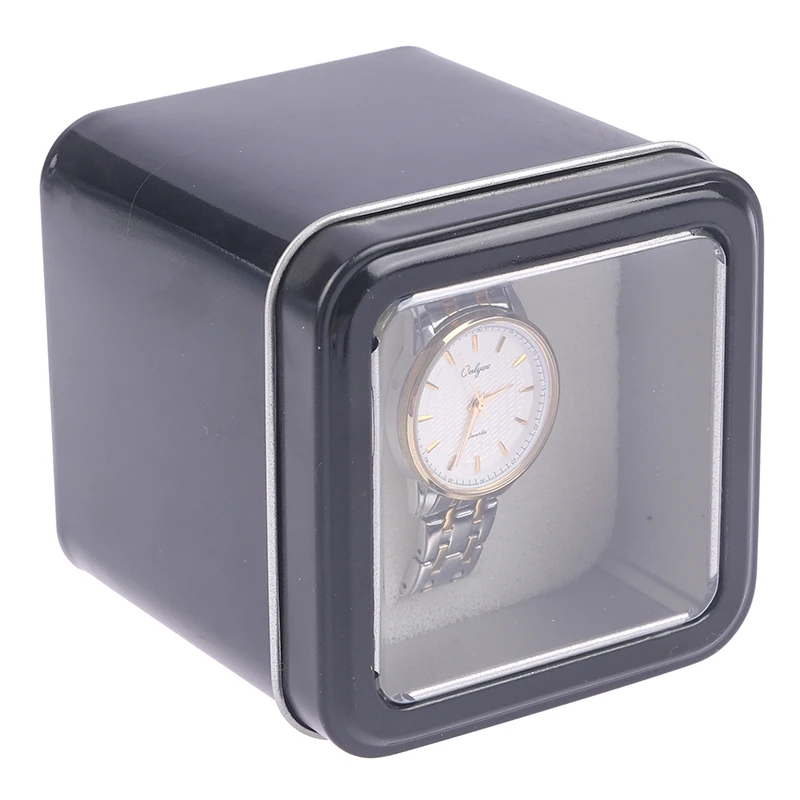 Black-Square-Watch-Organizer-Box-Show-Holder-Tinplate-Can-Metal-Selado ...