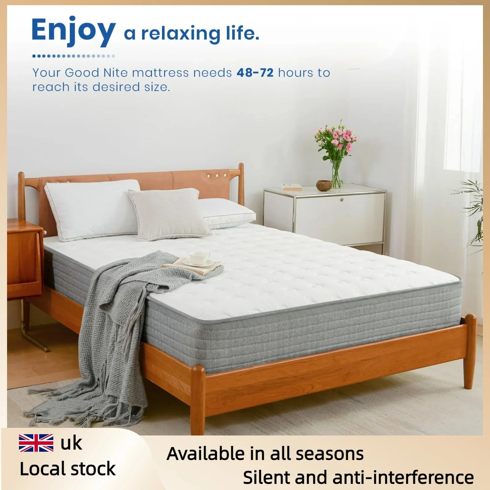 Good Nite 8" Luxury Hybrid Mattress - Small Double 4FT with Cooling Gel ...