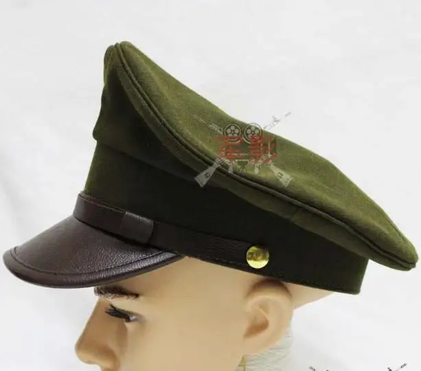 Kuomintang Hat Military Commander Cap Winter PU Leather Men Vintage ...