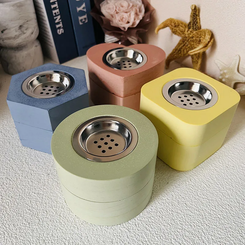 Square Aromatherapy Burner Silicone Mold DIY Censer Cement Mold Round ...