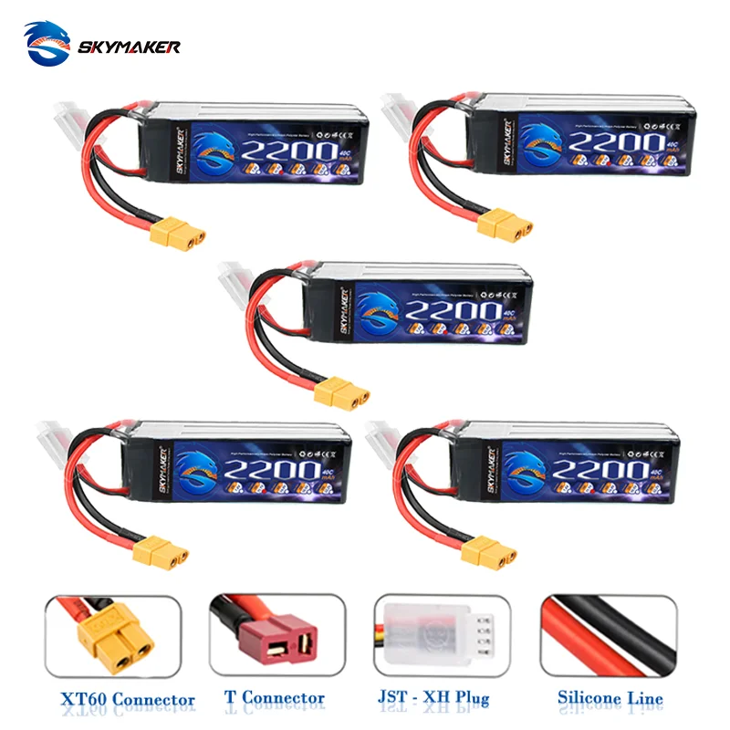 Skymaker-Lipo-Battery-3S-11-1V-2200mah-RC-Battery-with-XT60-T-Plugfor ...