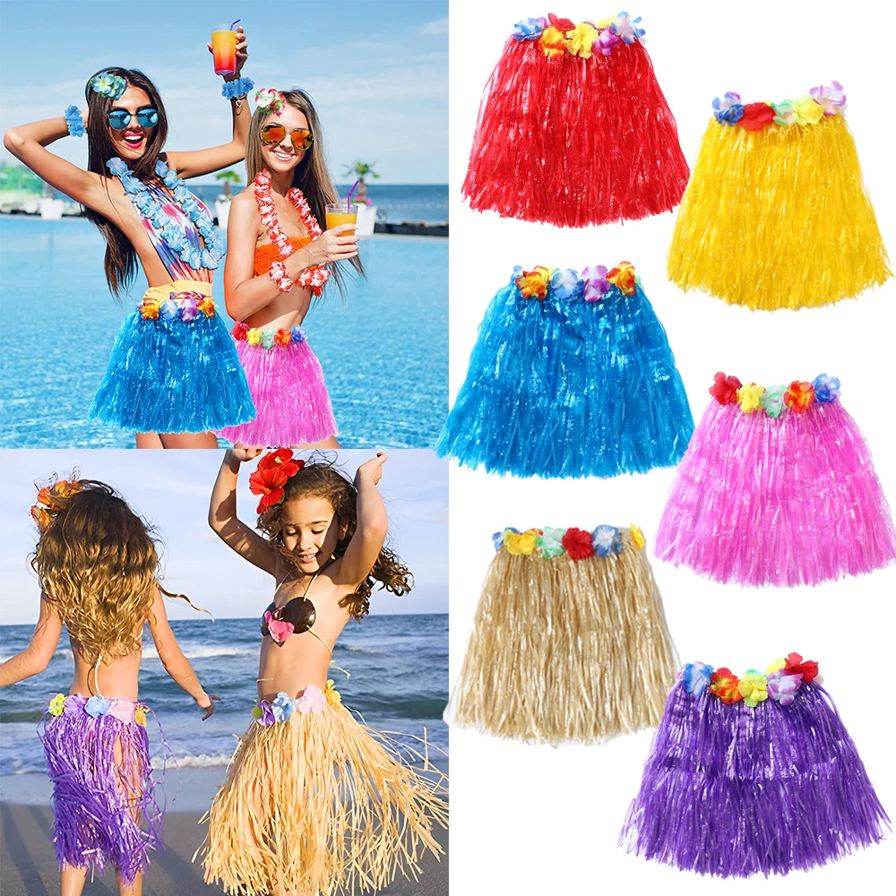 Hawaiian-Hula-Dress-Skirt-Garland-Kit-Adult-Children-Hawaii-Luau-Party ...