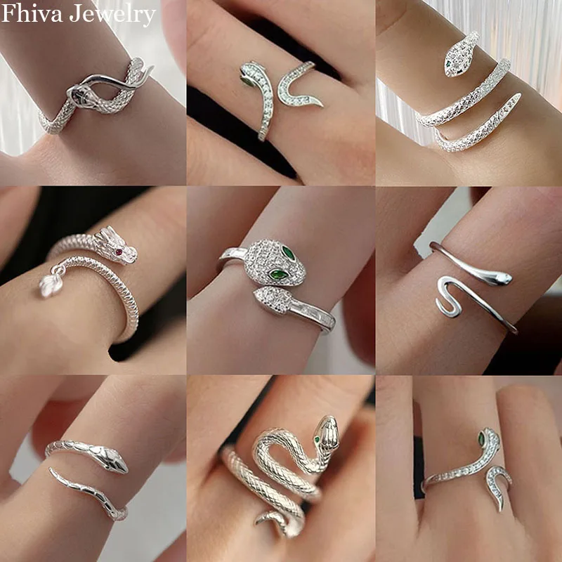 S925-Sterling-Silver-Adjustable-Snake-Rings-Multiple-Options-For-Women-Luxury-Jewelry-Gift ...
