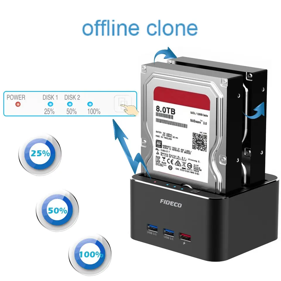 Hdd Enclosure FIDECO External Hard Drive Enclosure, USB 3.0 To SATA ...