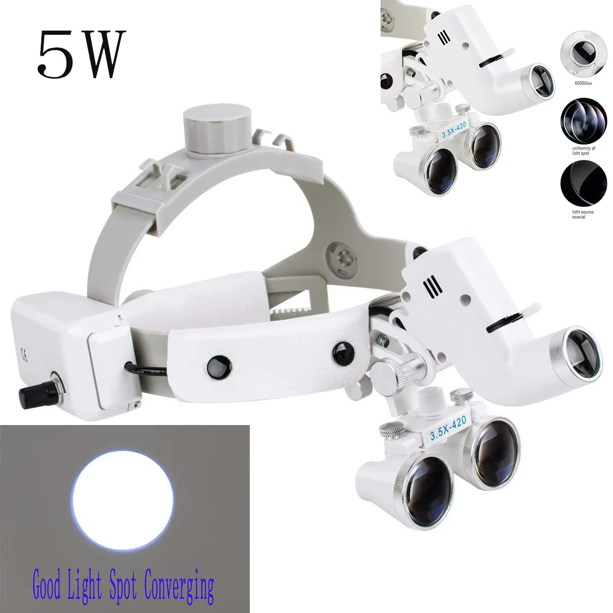 Dental Loupes 2.5X 3.5X Surgical Headlight 5W Wireless ENT Headlight ...