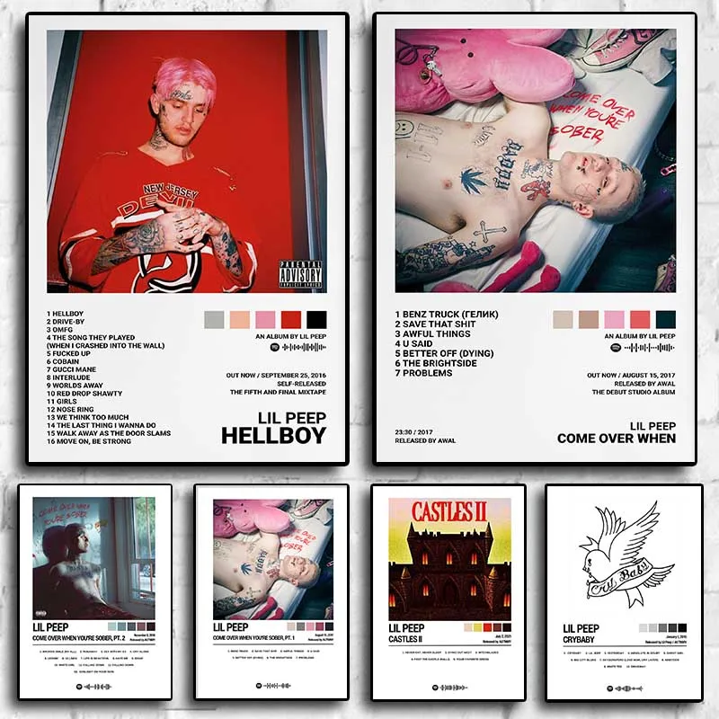 Hip-Hop-Rapper-Lil-Peep-Poster-Set-Album-musicale-Crybaby-Live-Forever ...