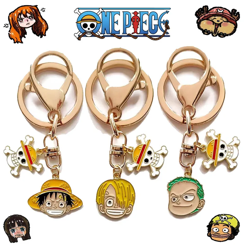 One Piece Keychain Key Ring Anime Cartoon Pendant Key Chain Decorative ...