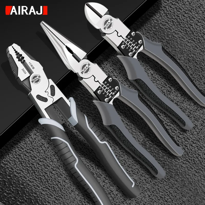 AIRAJ-Multifunction-Wire-Pliers-Stripping-Diagonal-Pliers-Needle-Nose ...