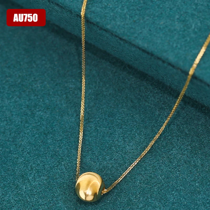 Authentic-AU750-Real-18K-Gold-Ball-Pendant-For-Woman-Yellow-Gold-Beads ...