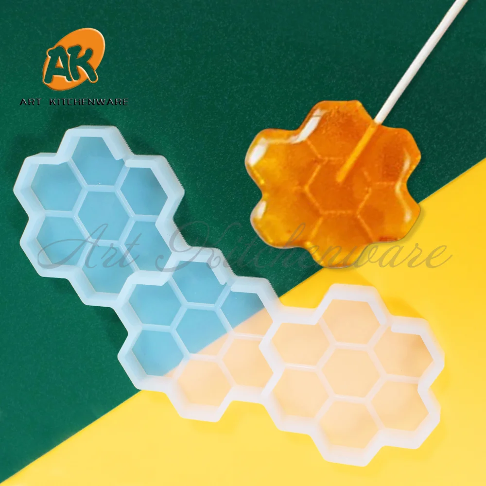 3 Hole Honeycomb Shape Lollipop Silicone Mold Beehive Candy Chocolate ...