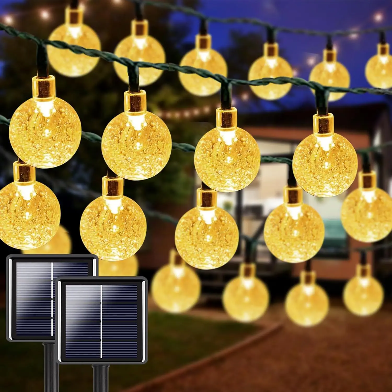 New Solar Led String Light Outdoor Waterproof Crystal Ball Bulb Lamp ...