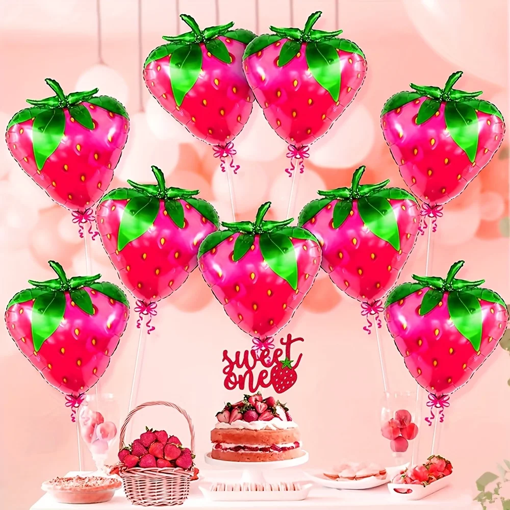 5pcs 25Inch Strawberry Foil Balloons Girls First Birtday Party ...