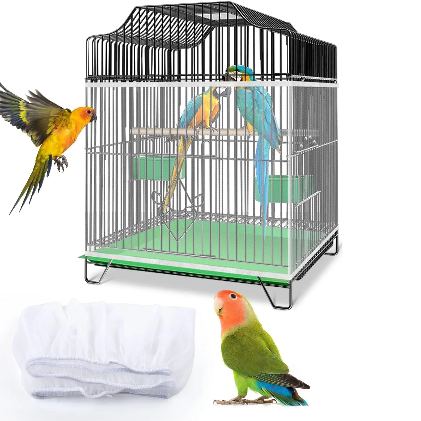 Bird Cage Net Seed Cather Universal Adjustable Birdcage Cover Skirt ...