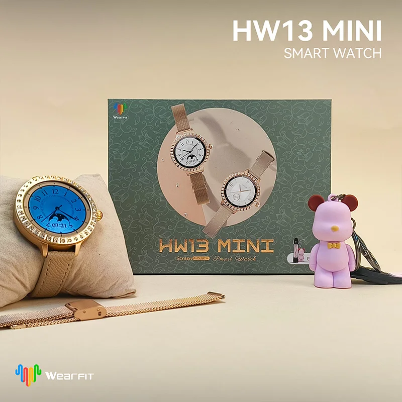 HW13-Mini-Smartwatch-com-2-Strand-Keychain-para-Mulheres-Monitoramento ...