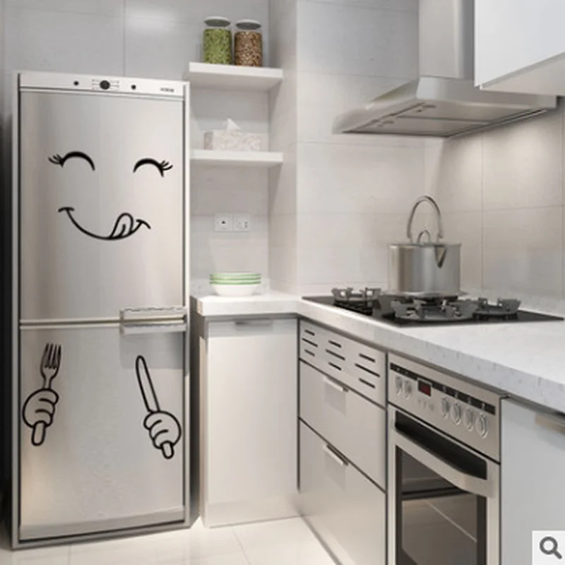 Cute-Sticker-Fridge-Happy-Delicious-Face-Kitchen-Fridge-Wall ...