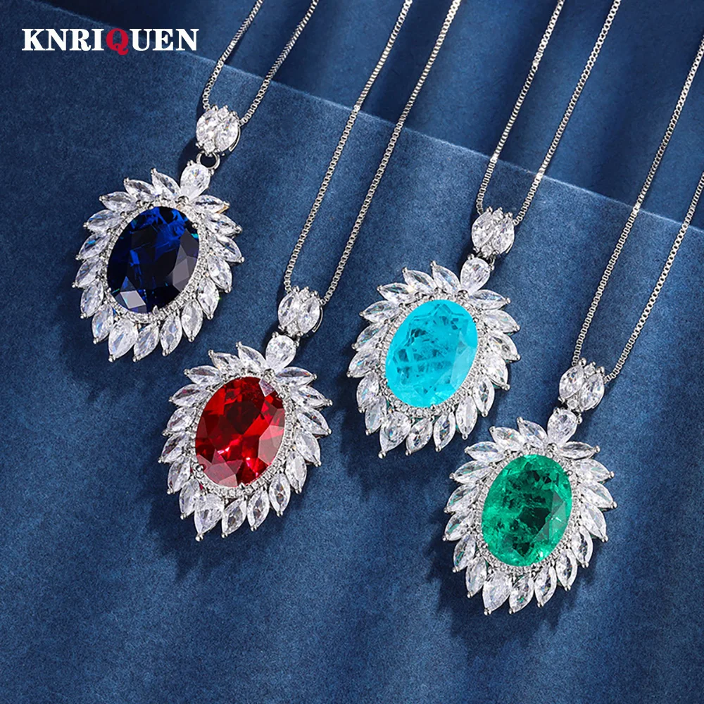 Retro-12-16mm-Emerald-Ruby-Sapphire-Pendant-Necklaces-for-Women-Lab ...