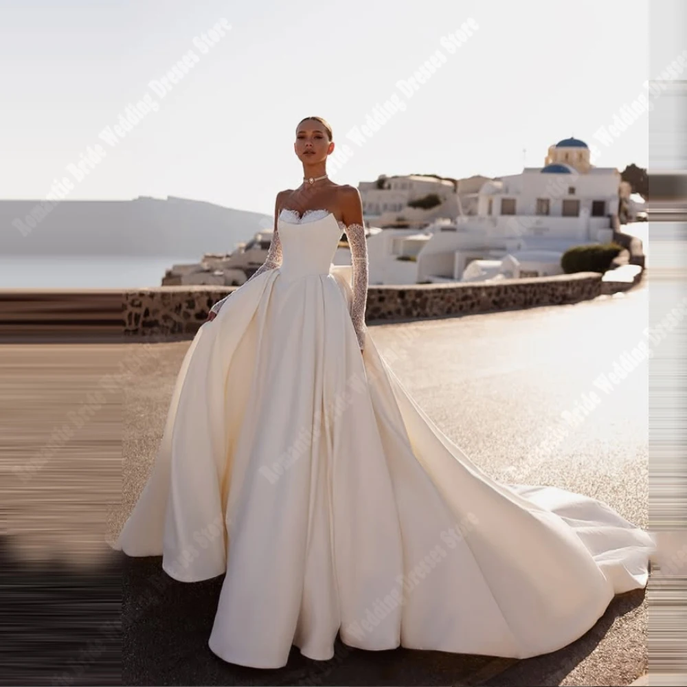 Sweetheart Collar Women Wedding Dresses Elegant A-Line Bridal Gowns ...