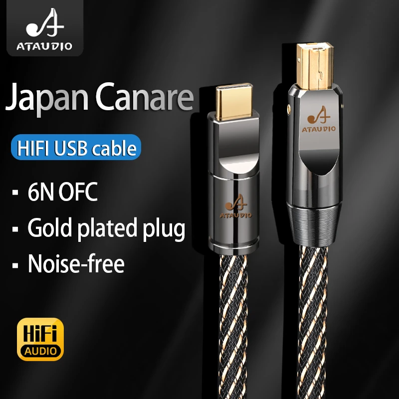 ATAUDIO HIFI USB Cable USB Type A to TypeB/Type C USB Cable OTG Gold ...
