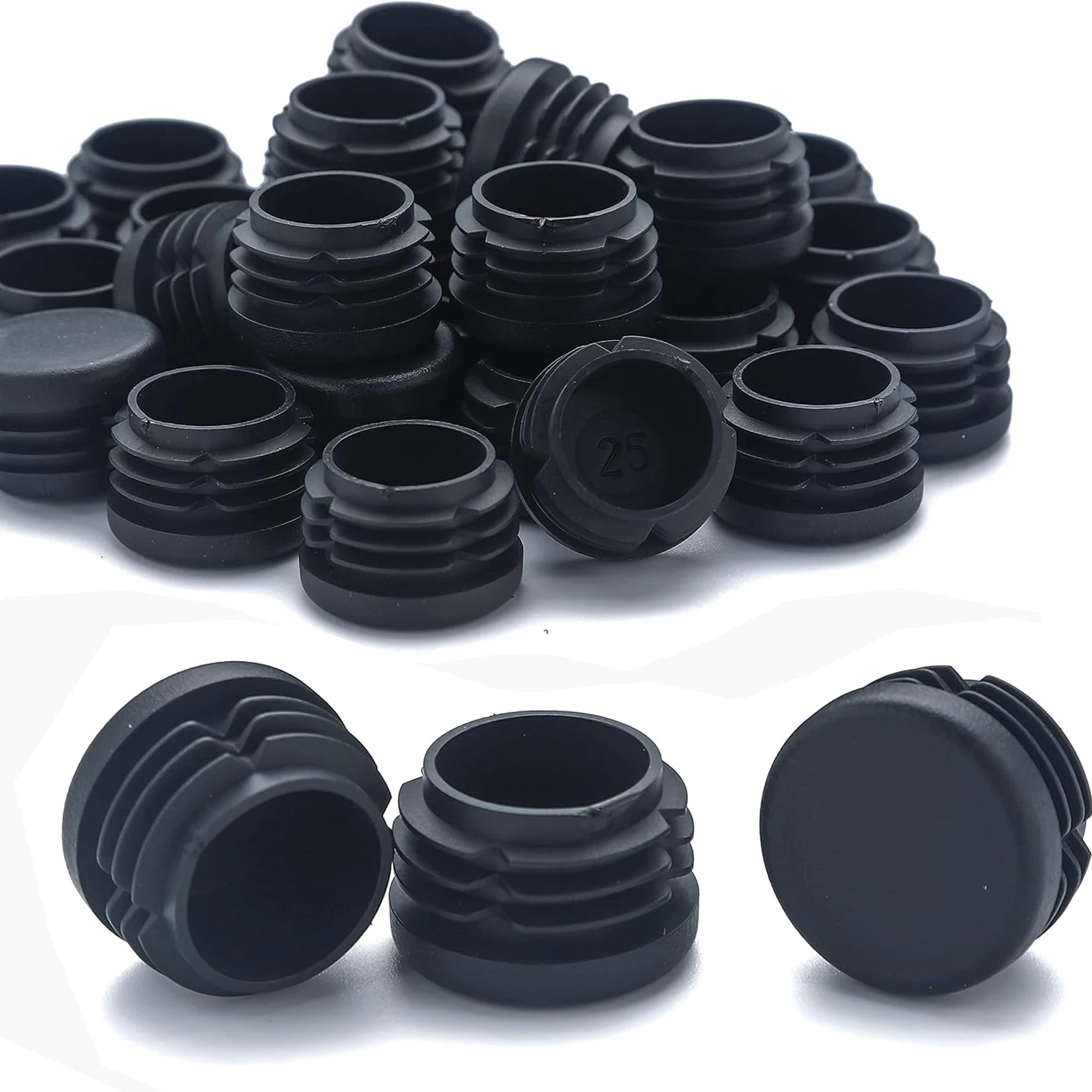 5//50PCS Black Round Plastic Blanking End Cap Tube Pipe Inserts Plug ...
