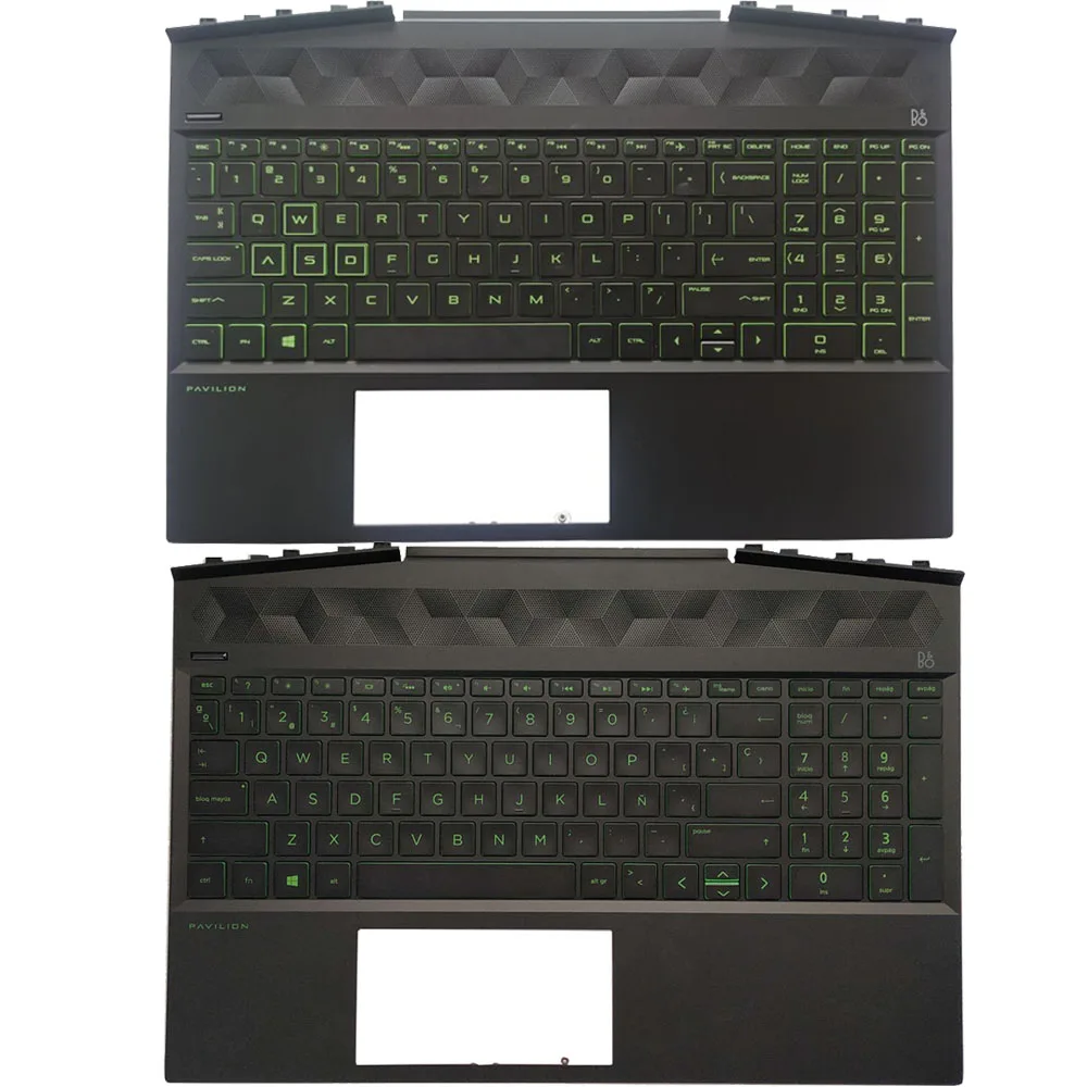 새로운 백라이트 미국/스페인어 키보드 HP Pavilion 15 DK 15T DK 15 DK0134TX TPN C141 손목 ...