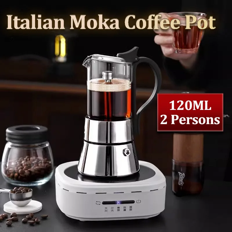 2-Persons-Double-Valve-Coffee-Pot-Glass-Italian-Coffee-Machine-Moka-Pot ...