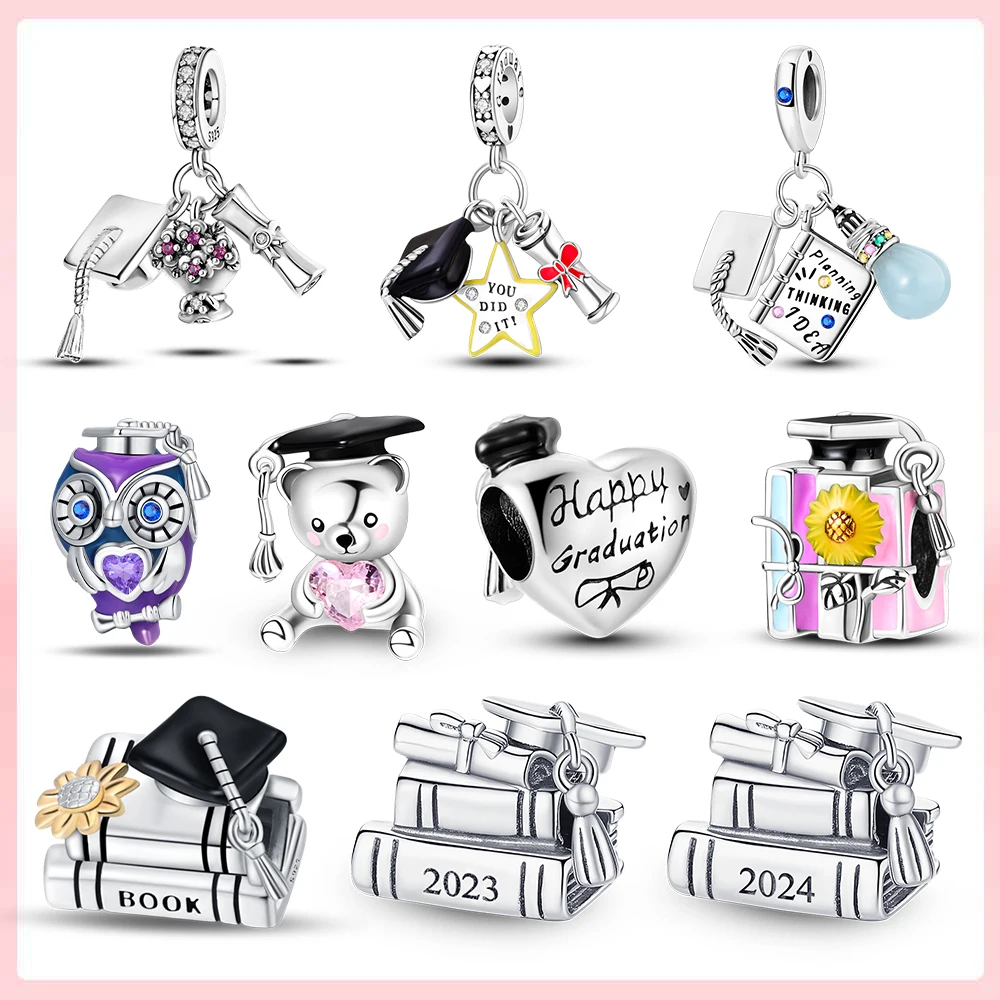2024-Graduation-Season-925-Sterling-Silver-Charms-Bachelor-s-Cap-Beads ...
