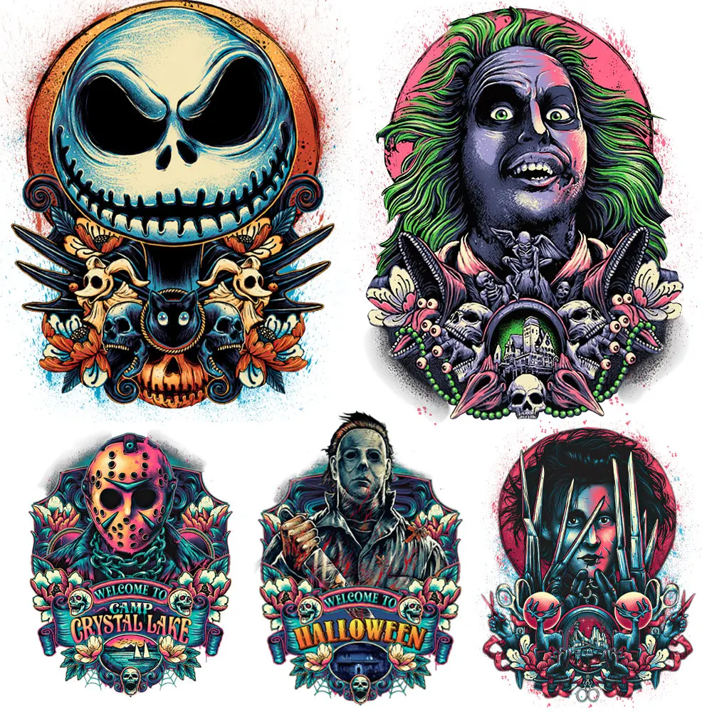 Horror-Moives-Custom-Thermal-Sticker-Patches-For-Clothing-Women-T-Shirt ...