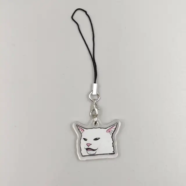 Goede Kattenmeme Rambling Goat Huh Cat Meme Sleutelhanger Verward Cat