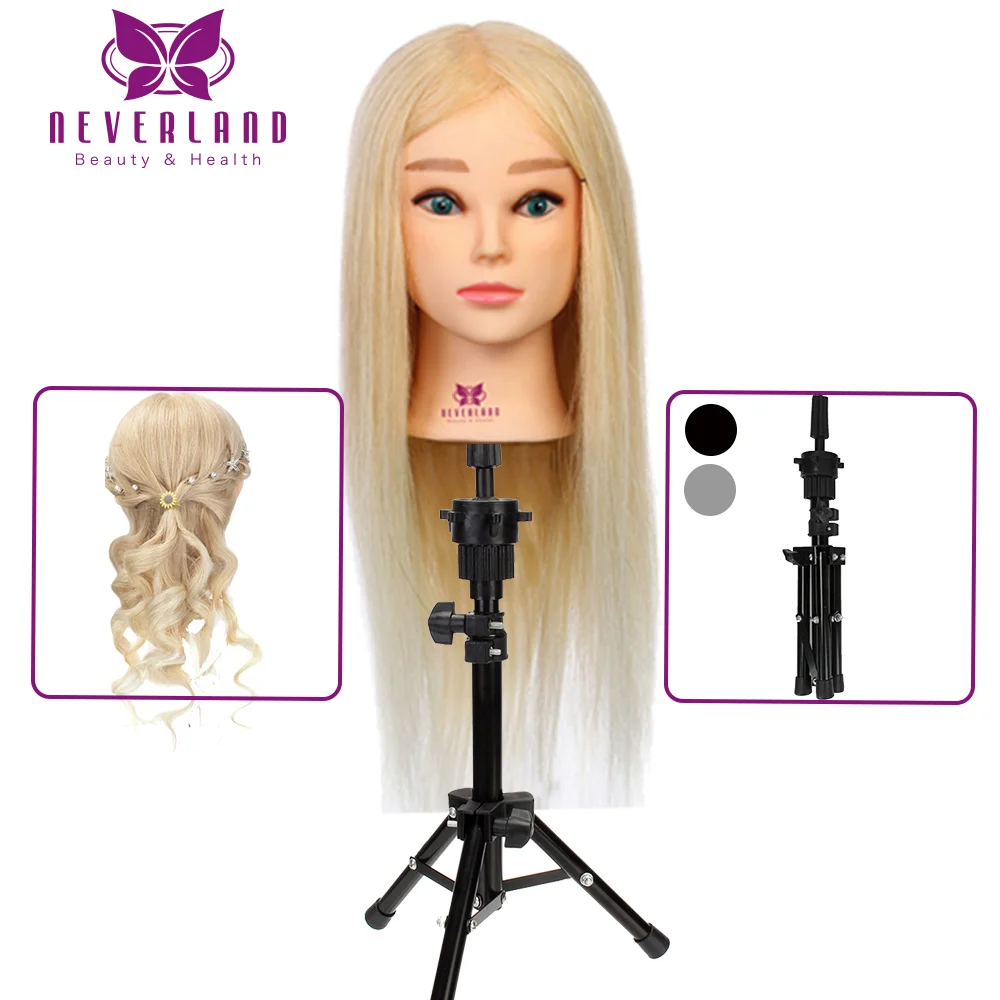 Hairdressing Mannequin Head 22" 100% Real Human Hair For Hairstyles ...