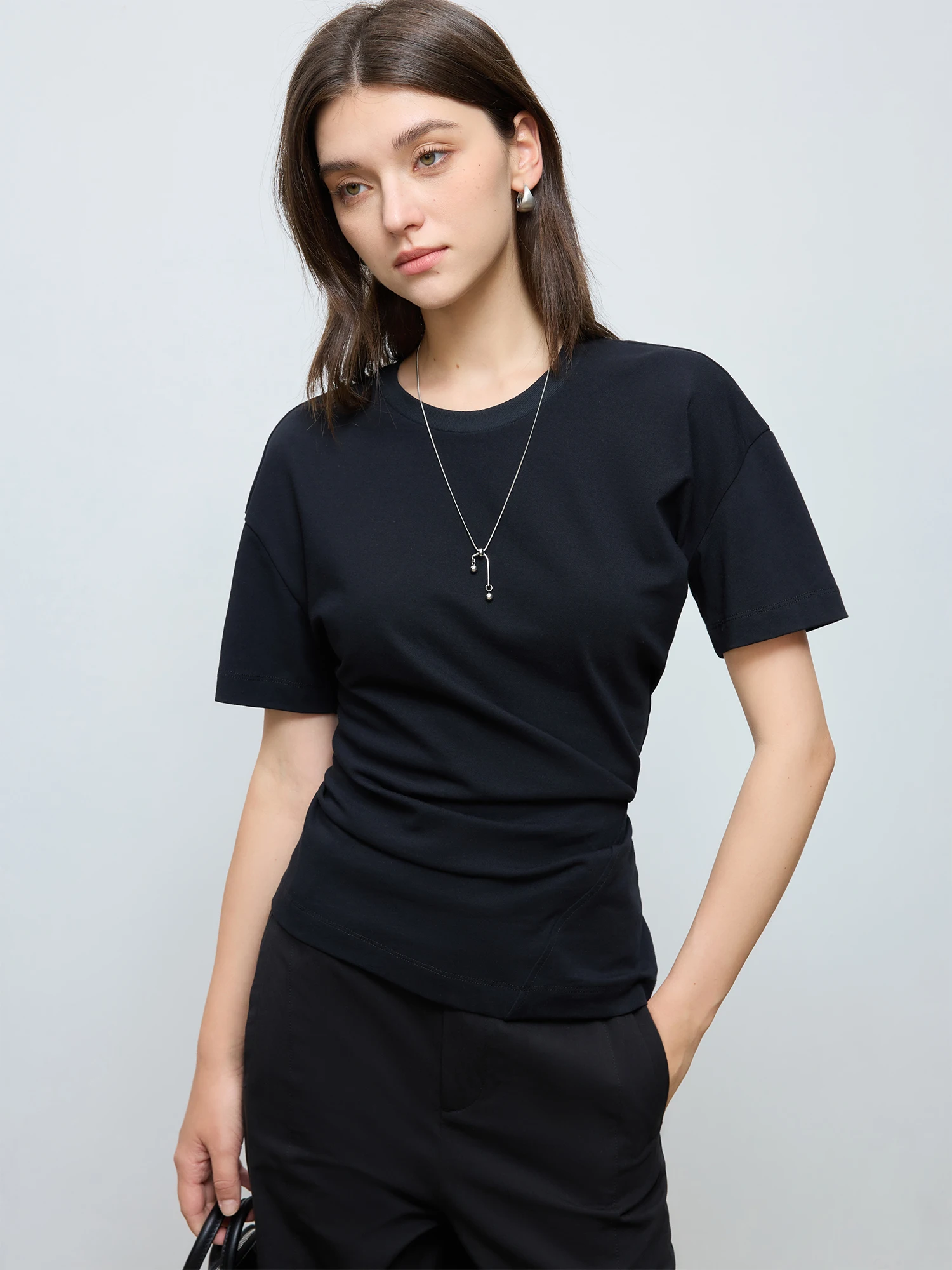 ZIQIAO Unique Design T-shirt For Women Short Sleeve Top 2025 Spring New ...