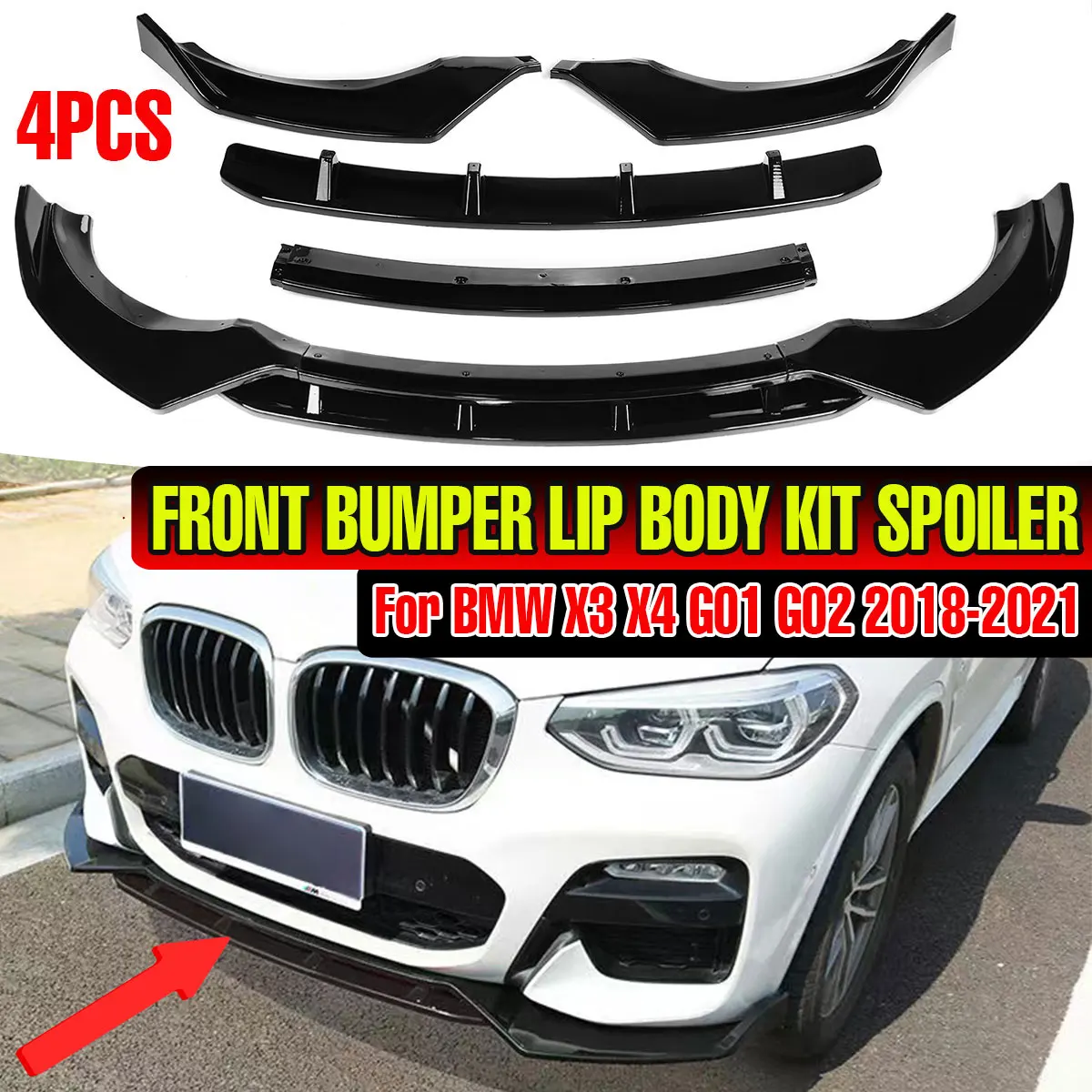 Car-Front-Bumper-Splitter-Lip-For-BMW-X3-X4-G01-G02-2018-2021-Spoiler ...