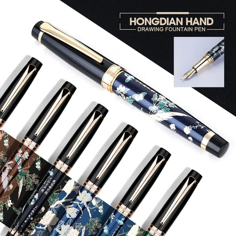 HongDian-Hand-Drawing-Fountain-Pen-Blue-Magpie-Nib-exquisite-Office ...