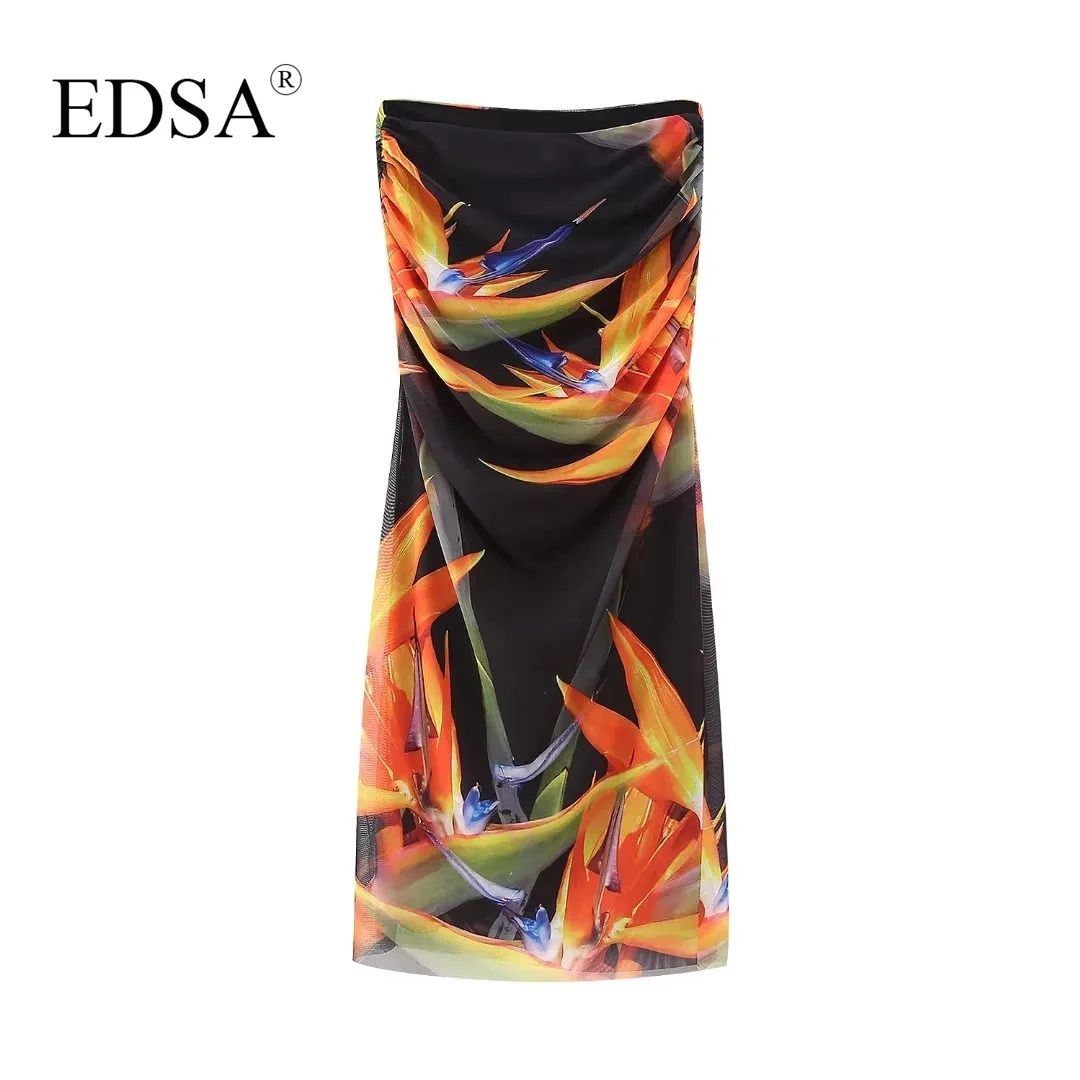 EDSA-Women-Fashion-Printed-Fold-Strapless-Midi-Dress-Summer-Sexy ...