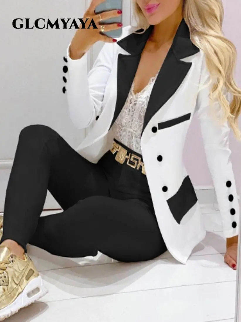 Cm.yaya Elegant Paisley Butterfly Plaid Women's Set Blazer Pants Suit ...