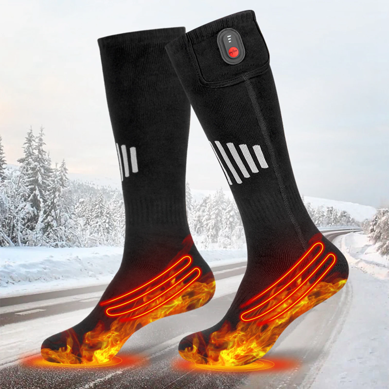 Winter Heated Socks Thermal Stretchy Stockings Unisex Heating Foot ...
