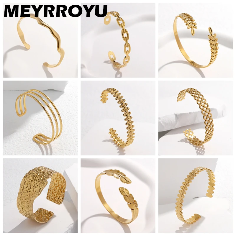MEYRROYU 316 Stainless Steel Wide Irregular Bracelet For Women Fashion ...