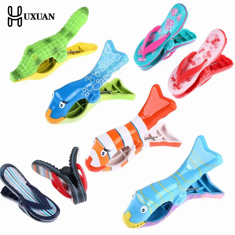 1pcs-Plastic-Animal-Fish-Crocodile-Slippers-Towel-Wind-Clips-Sun ...