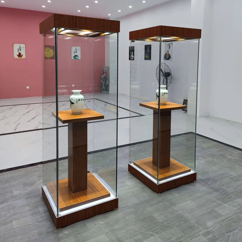 Museum glass display case paint statue cultural relics solid wood antique custom luxury AliExpress