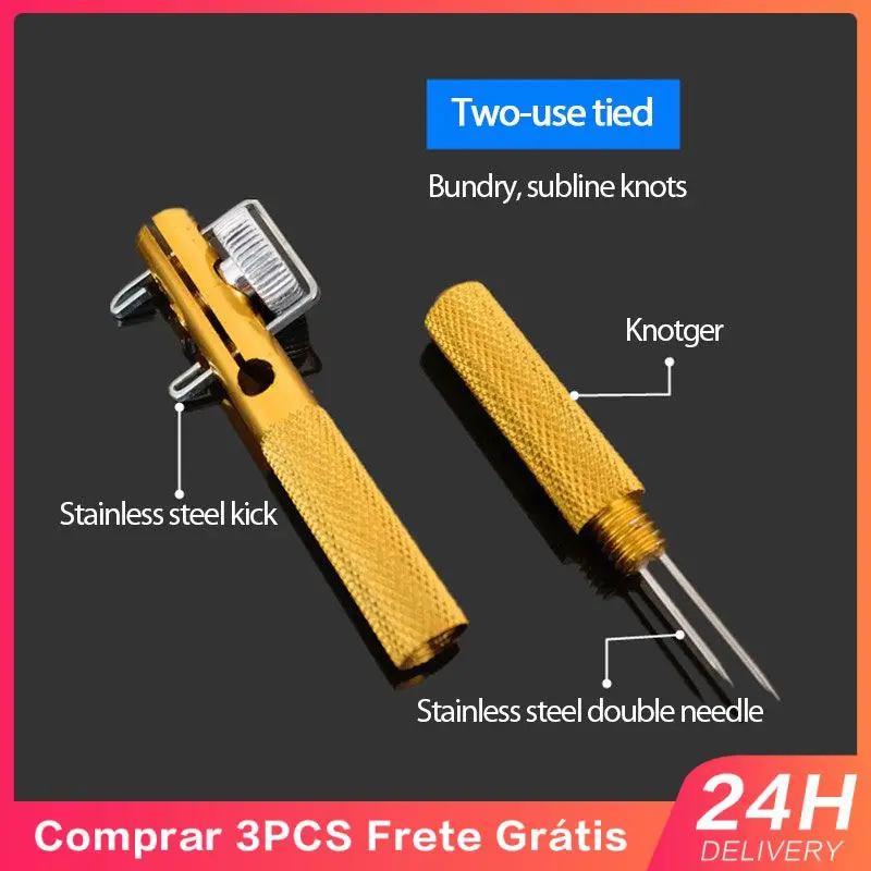 Gancho-de-pesca-de-duas-cabe-adas-Tier-Line-Knotter-Tool-Knot-Tying ...