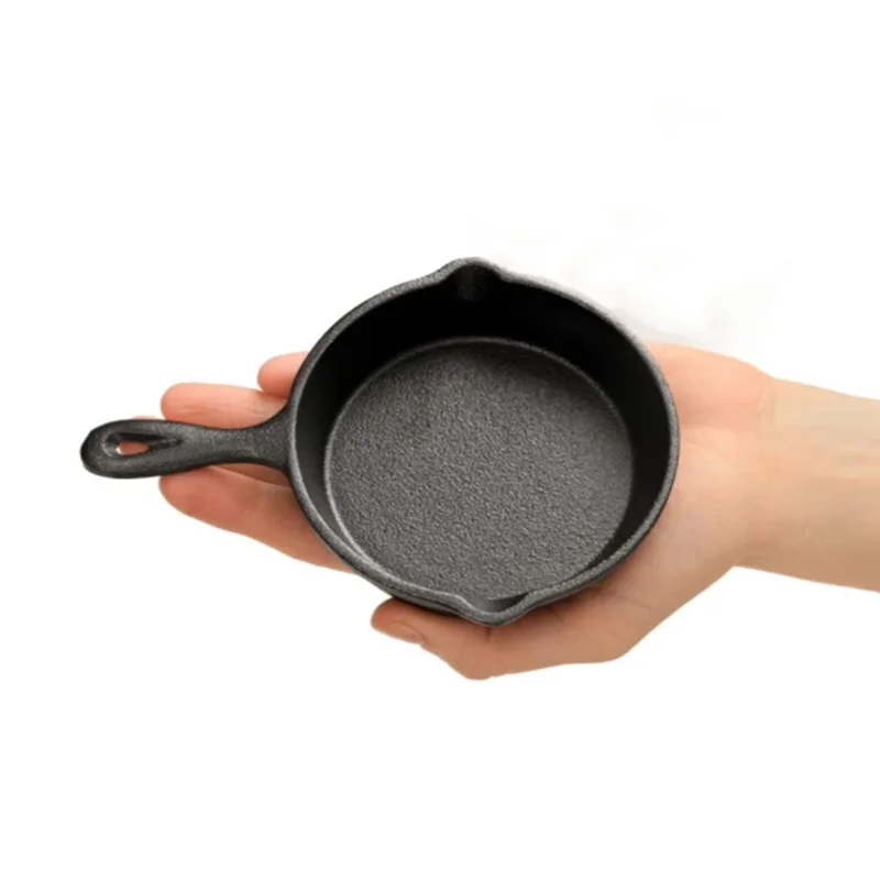 Mini sartén de hierro fundido de 4 "con goteo, sartenes para barbacoa ...