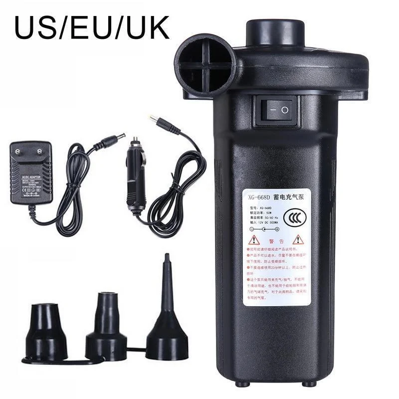 Electric Air Pump Inflator 12V Air Compressor 220V Battery Rechargeable ...